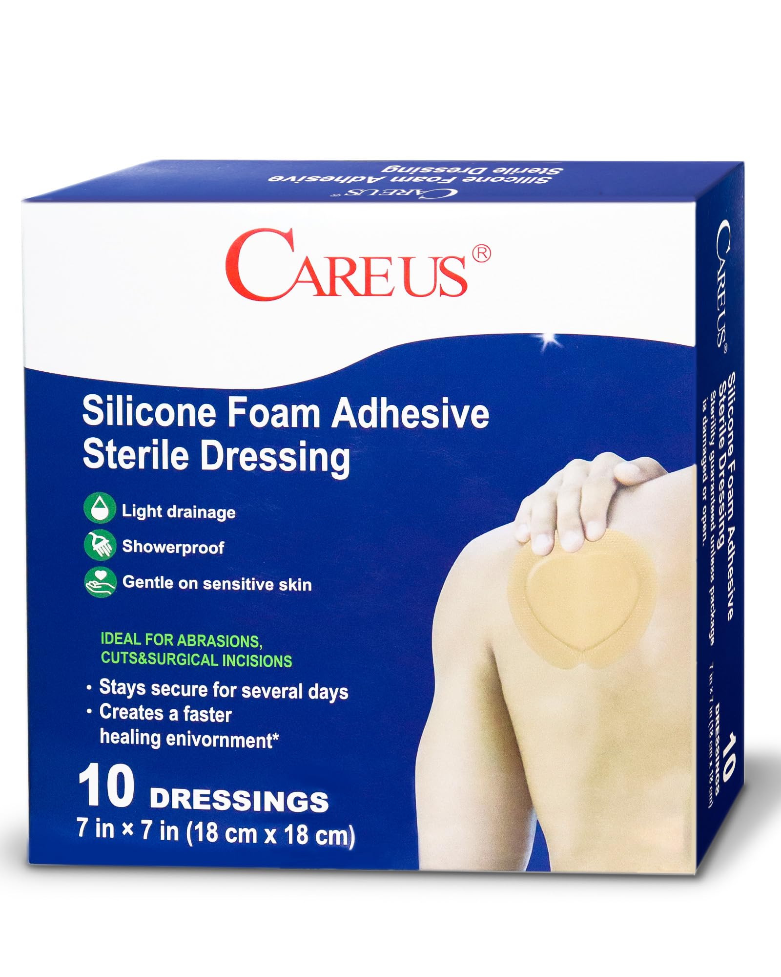 Amazon.com: Careus Silicone Wound Dressing with Gentle Adhesive Board,5 Layer High Absorbency ...