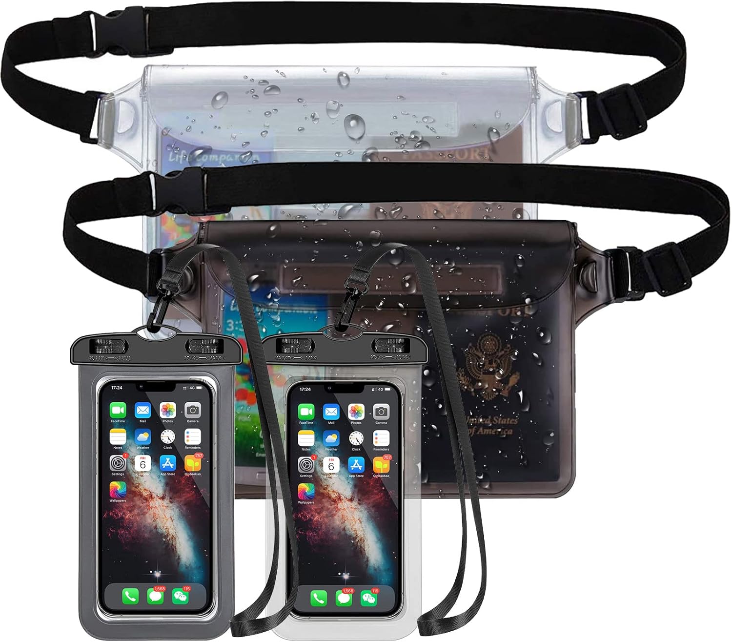 Amazon.com: 2Packs Universal Waterproof Phone Pouch and 2packs Large ...