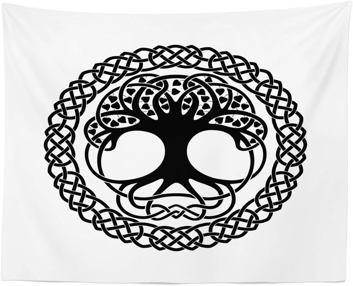 Amazon.com: Ambesonne Celtic Tree Tapestry, Plain Background with Irish ...