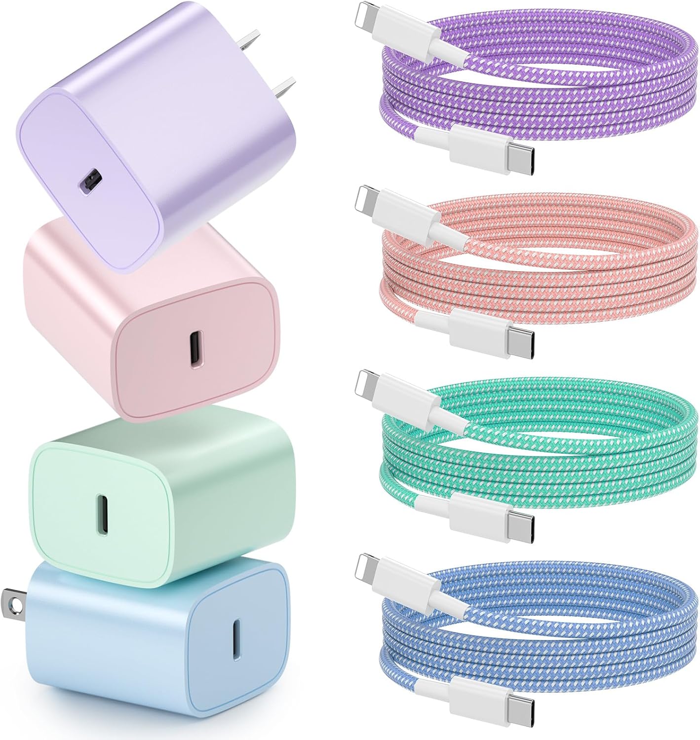 Amazon.com: Phone Charger Fast Charging, 4 Pack 20W USB C Wall Charger ...