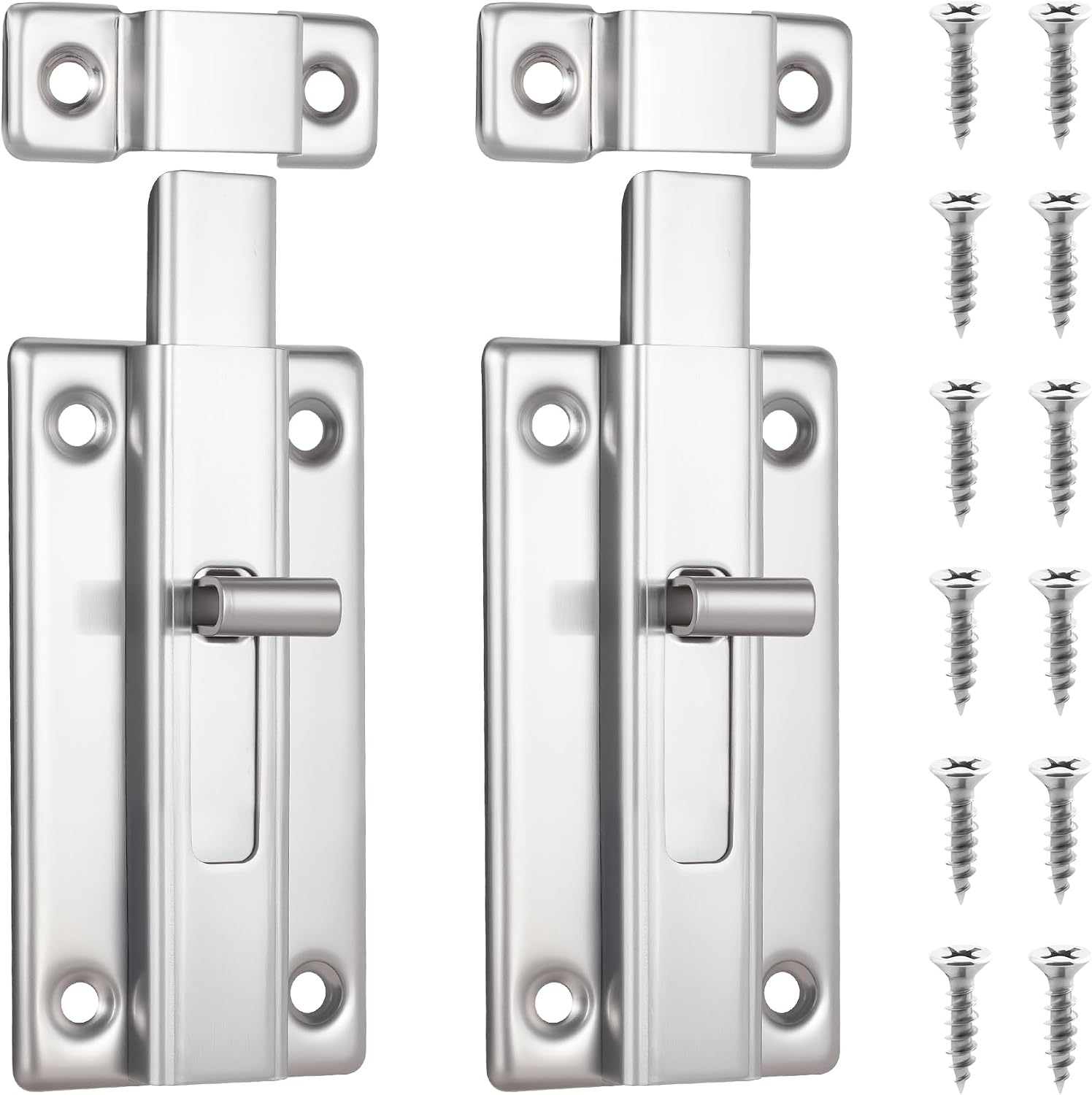 Pndeyo 2pcs Slide Locks for Inside Door, 4.17" Slide Latch with 12pcs ...