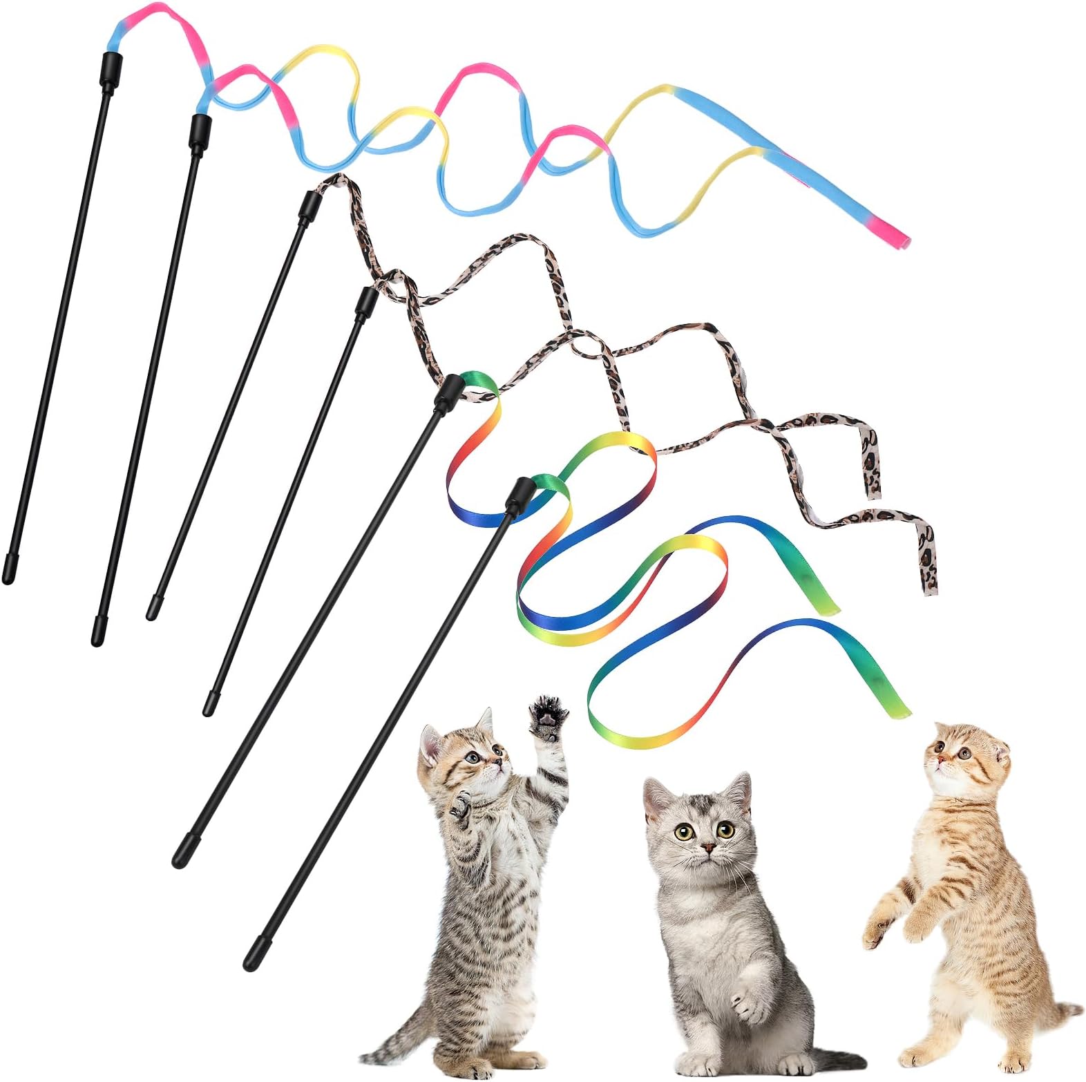 Amazon.com : cobee 6 Packs Cat Wand Toy Set, 30cm Cat Interactive Wand ...