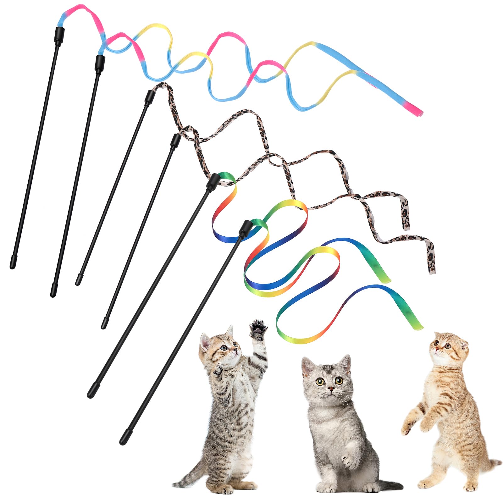 Amazon.com : cobee 6 Packs Cat Wand Toy Set, 30cm Cat Interactive Wand ...
