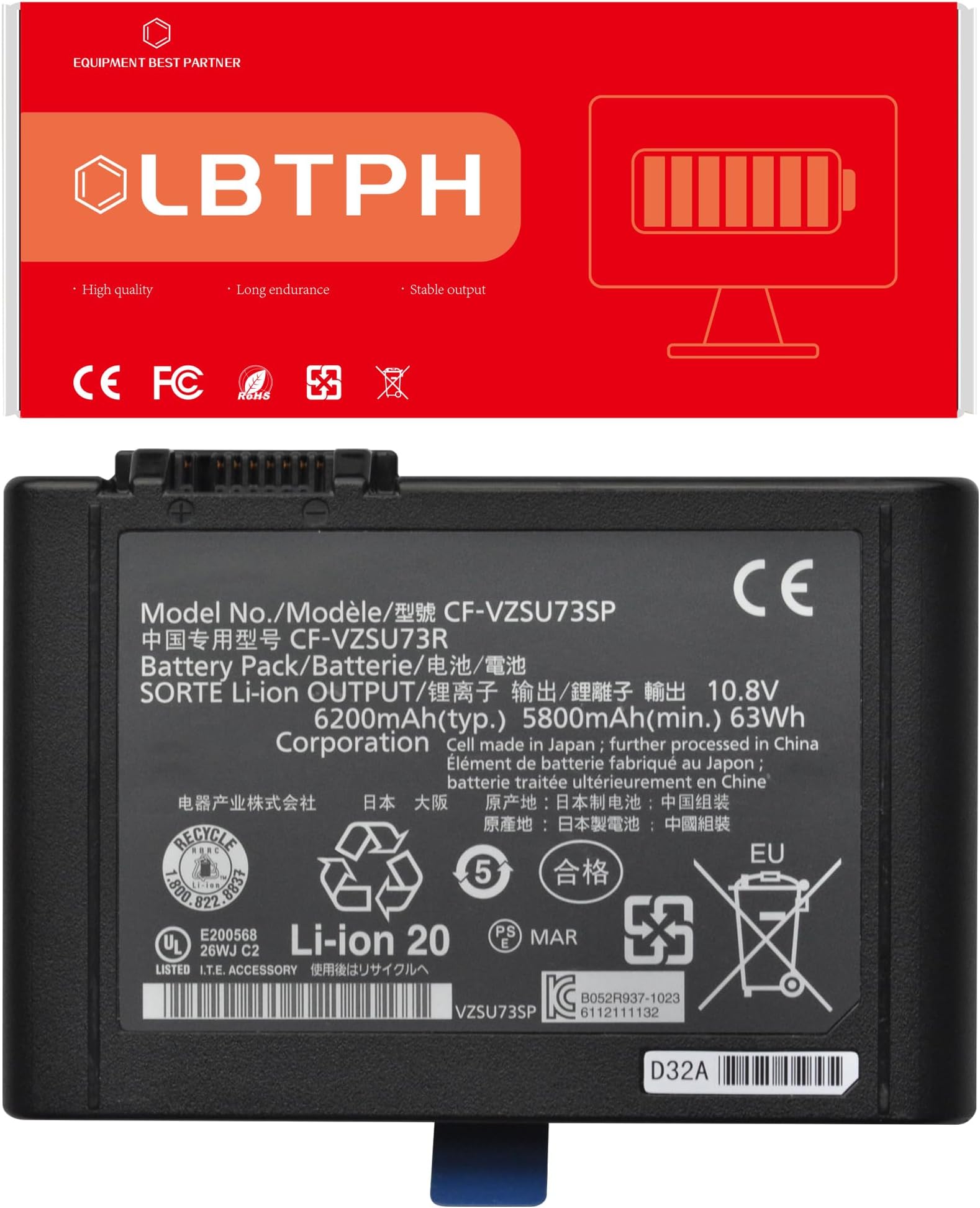 Amazon.com: CF-VZSU0PR CF-VZSU0PW Battery for Panasonic Toughbook CF54 ...