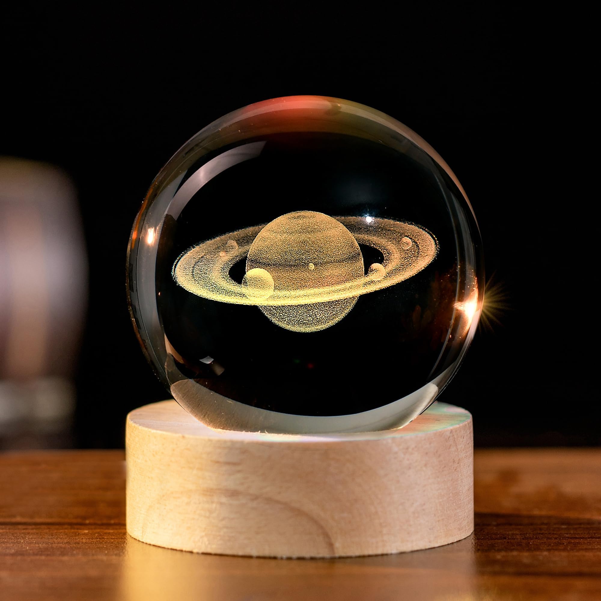 Amazon.com: ZRENJHUS 3D Solar System Crystal Ball with Light Base 60mm ...