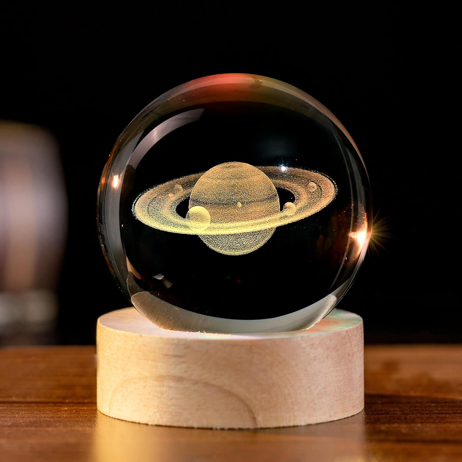 IFOLAINA 3D Saturn Crystal Ball 2.36" Laser Engraved Glass Planet ...