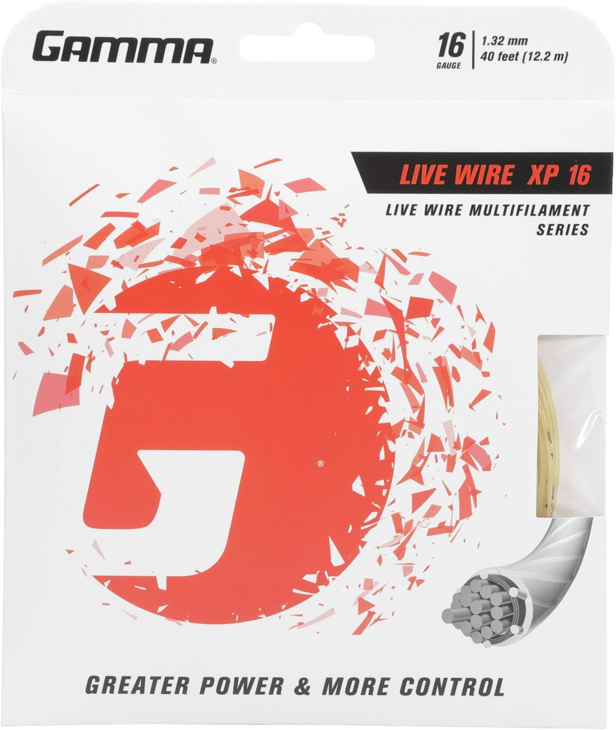 Gamma Uni Live Wire XP 16 (1,32 mm) 12,2 m Set Corda per Racchetta da ...