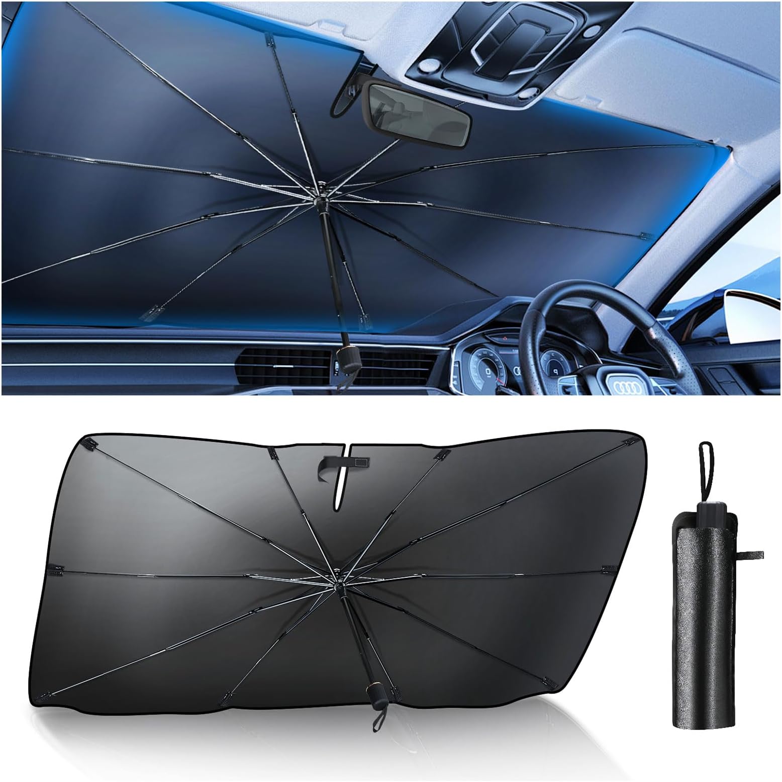Amazon.com: Ickimee Car Windshield Sun Shade Umbrella - Foldable Car ...