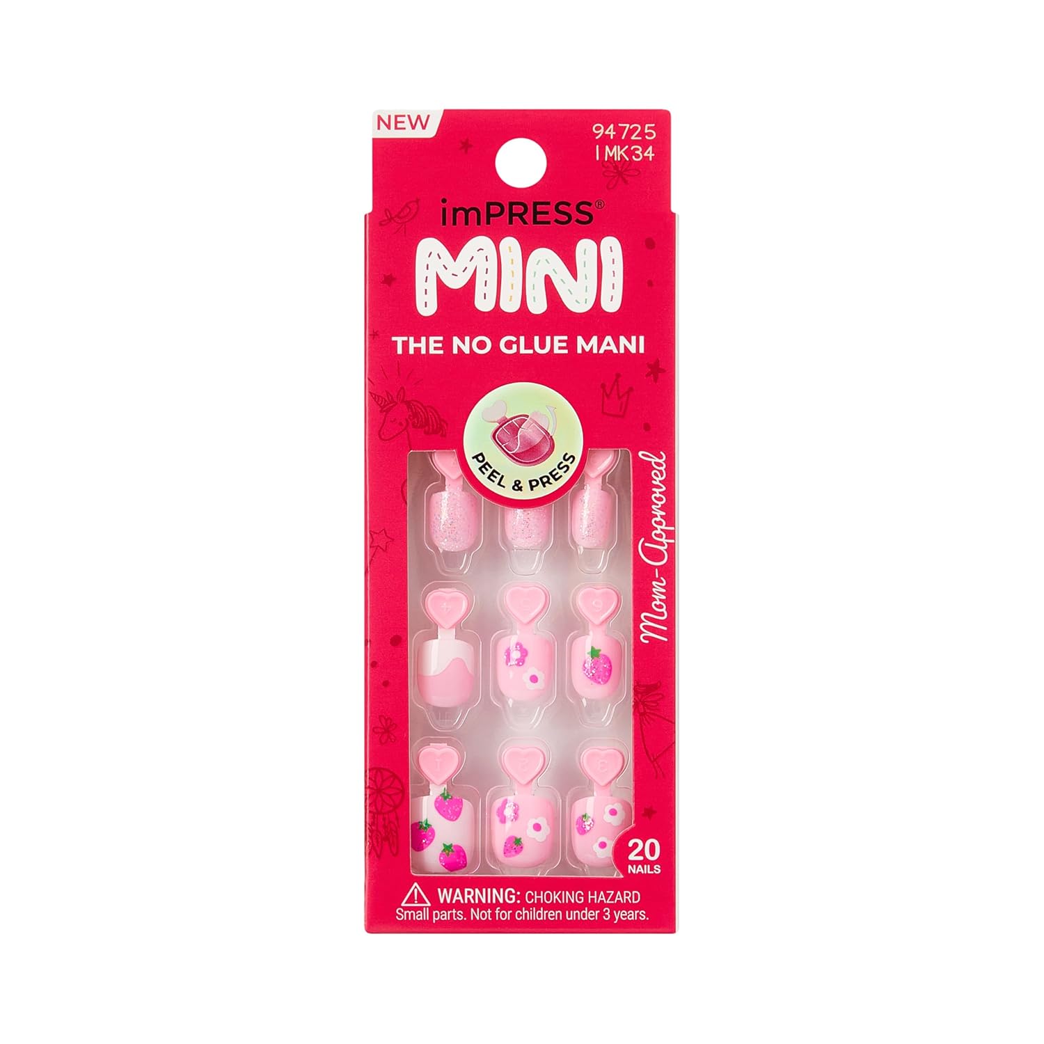 Amazon.com: Kiss Impress No Glue Mani Press On Nails, Mini, 'Berry Cute ...