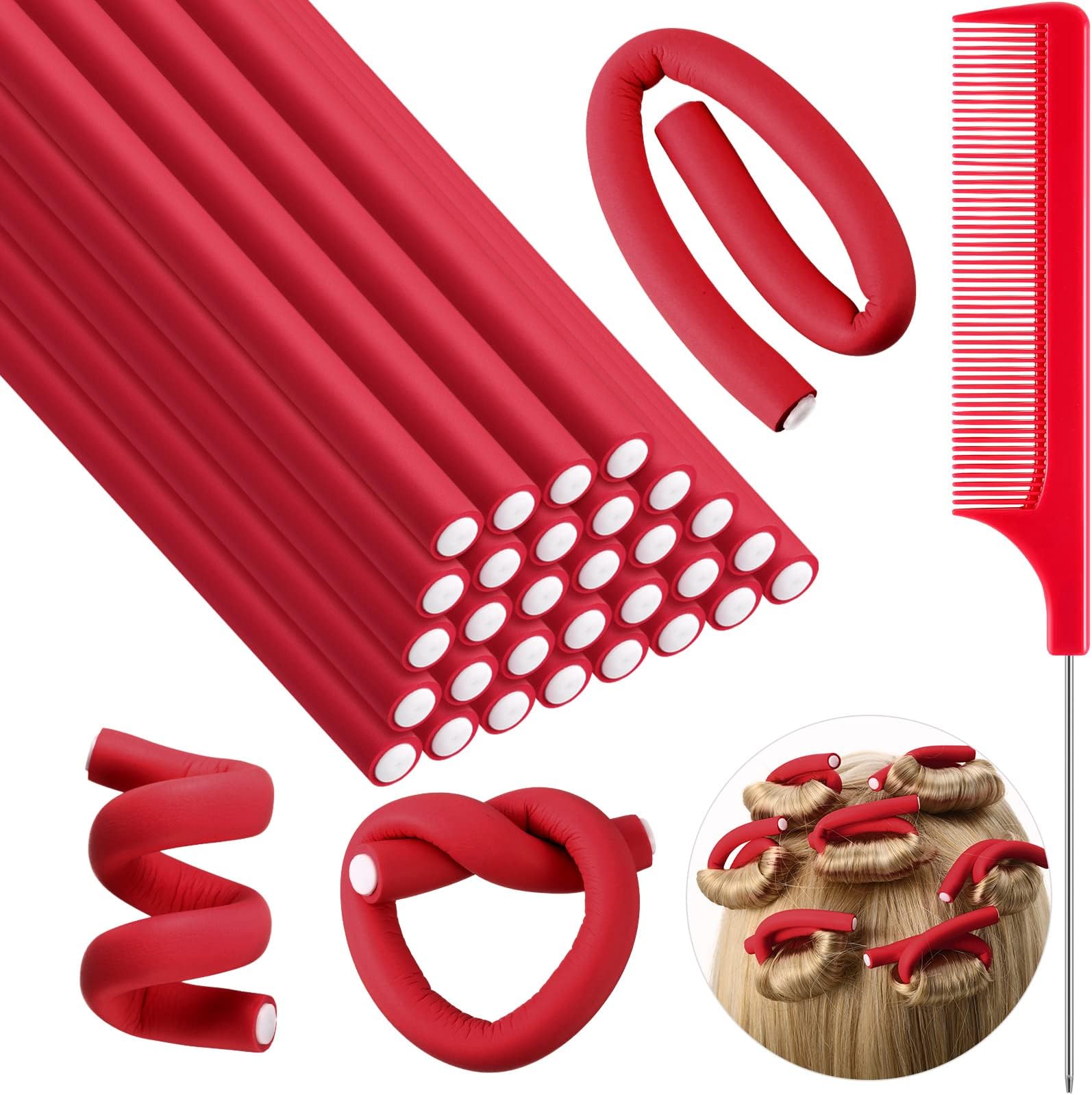 Amazon.com : Syhood 30 Pcs 7'' Flexible Curling Rods Twist Foam Hair ...