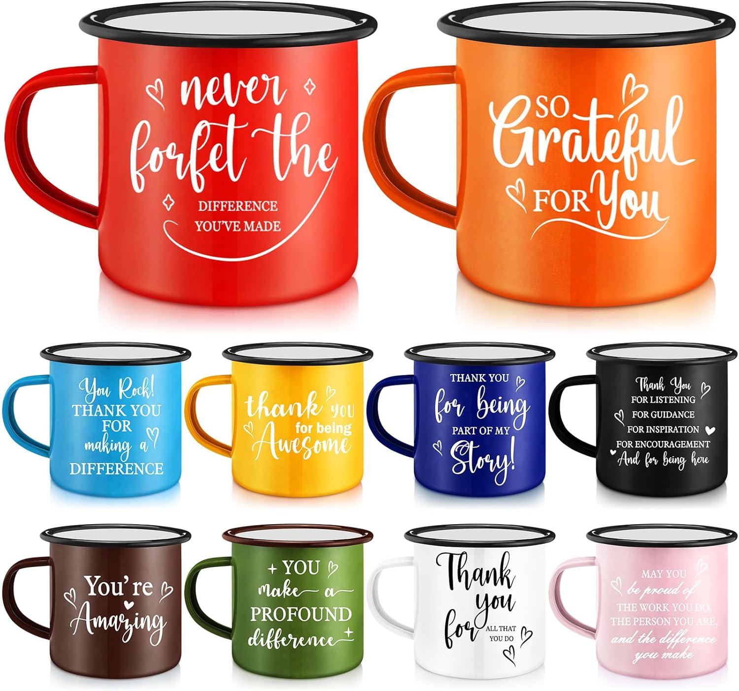 Amazon.com | Nitial 10 Pcs Christmas Thank You Gifts Enamel Mug 12oz ...