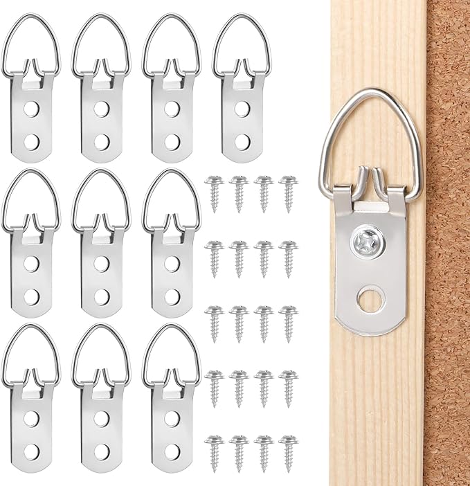 10 Packs Heavy Duty D Ring Picture Hangers with Screws, Metal Extra ...
