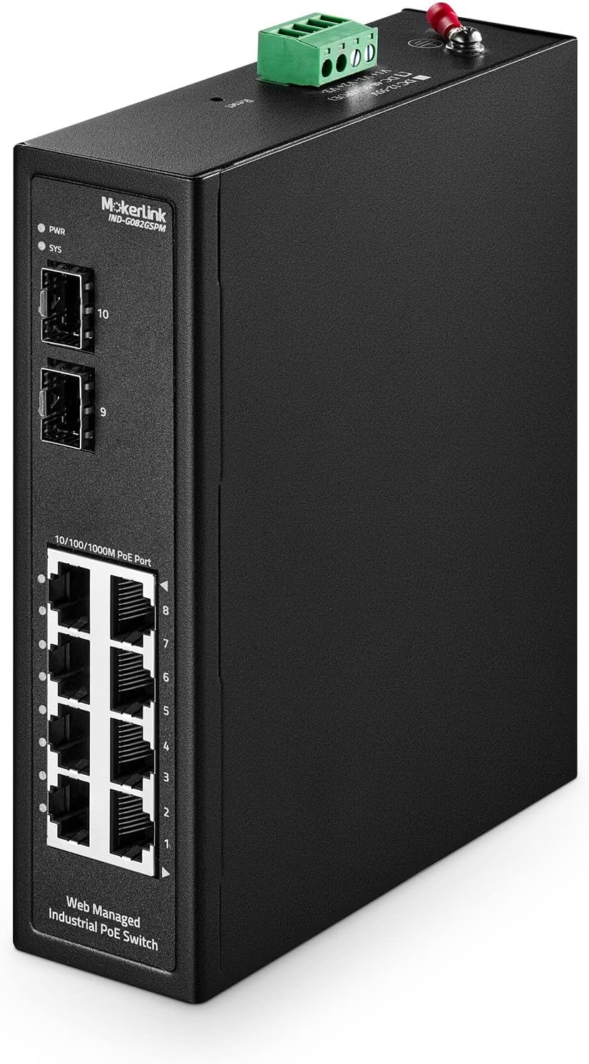 Amazon.com: MokerLink 8 Port PoE Gigabit Industrial DIN-Rail Ethernet ...