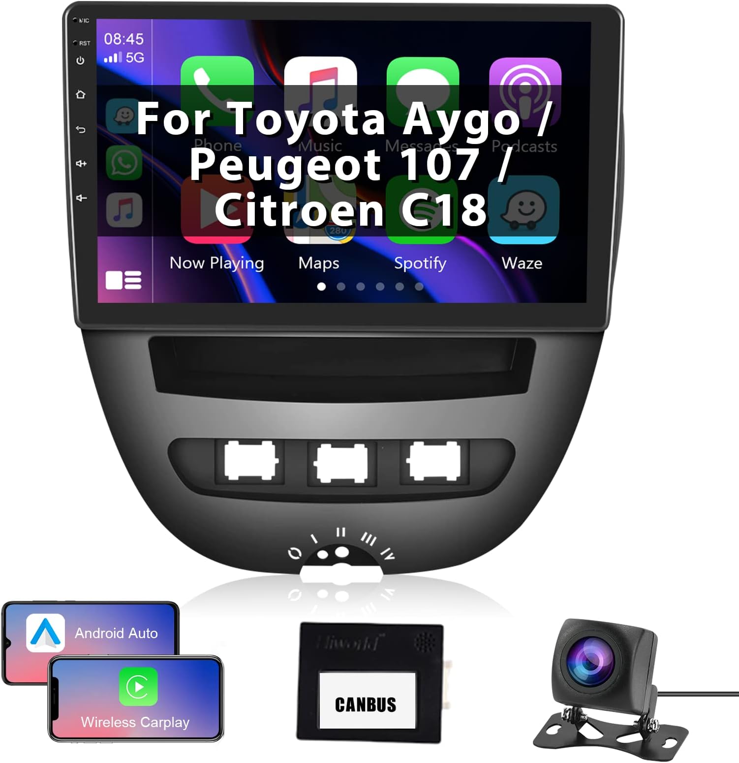 AWESAFE Autoradio Carplay pour Peugeot 107 Toyota Aygo Citroen C1 2005 ...