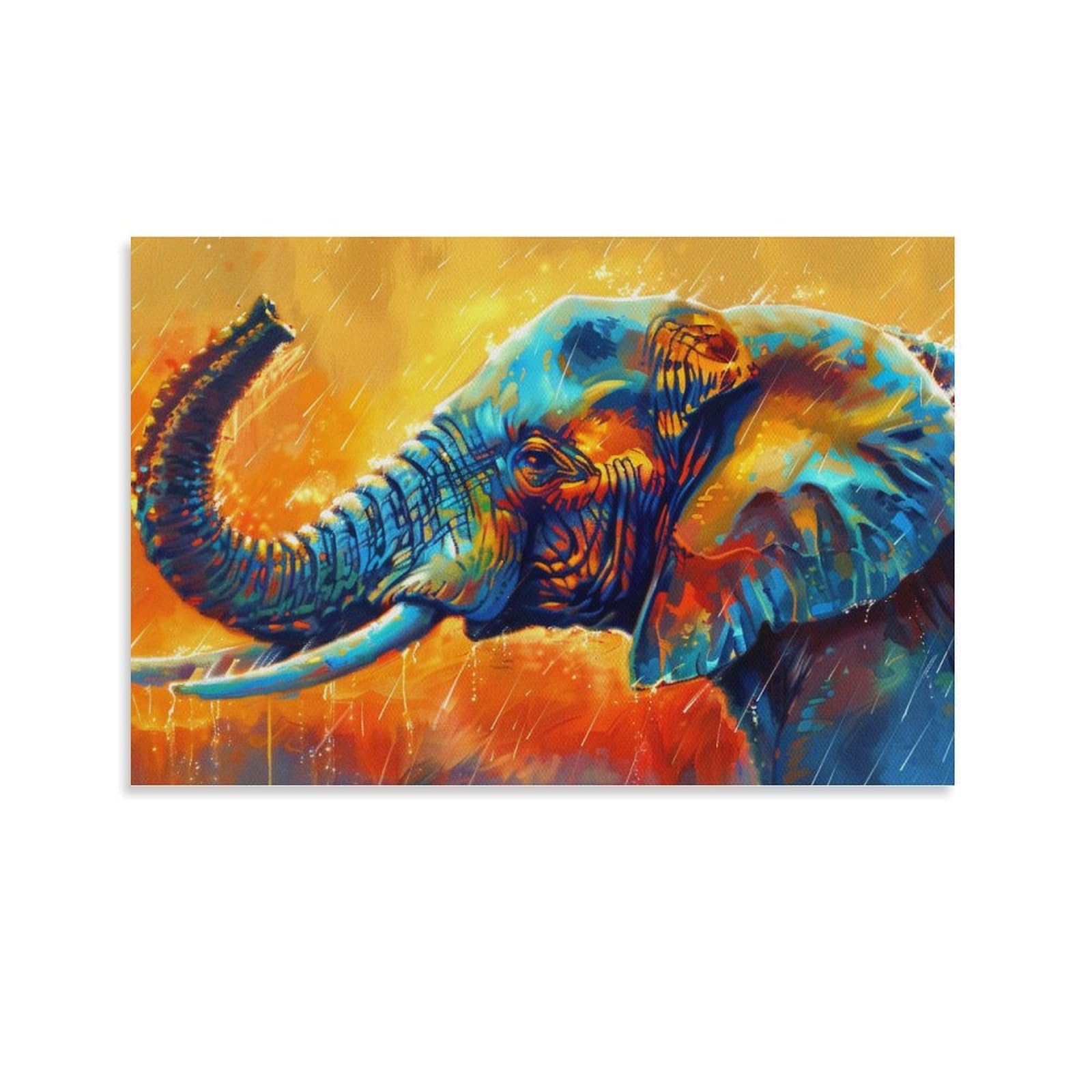 Arte Abstracto Colorido De Elefantes Pintura De Elefante Abstracto