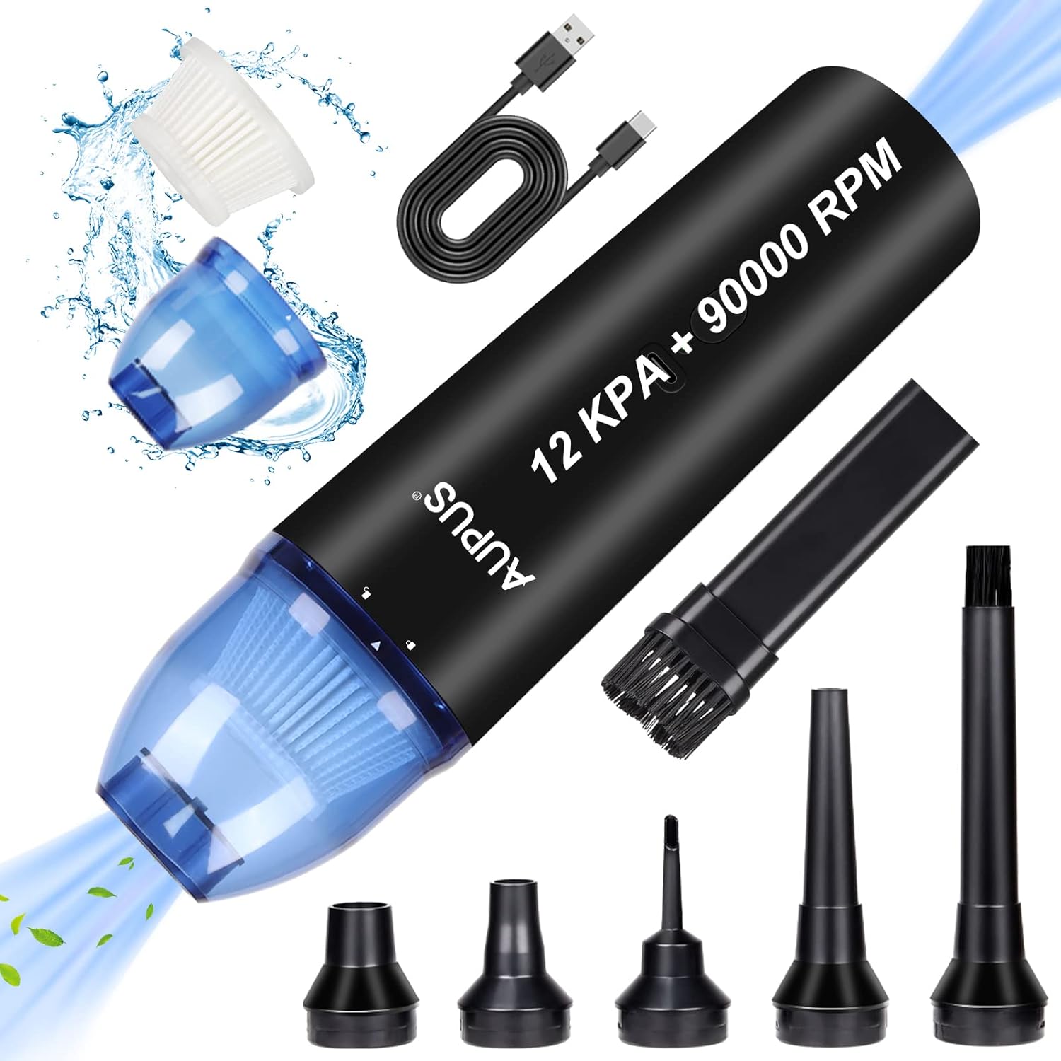 AUPUS Cordless Air Duster & Handheld Vacuum Cleaner 2 in 1, Powerful ...