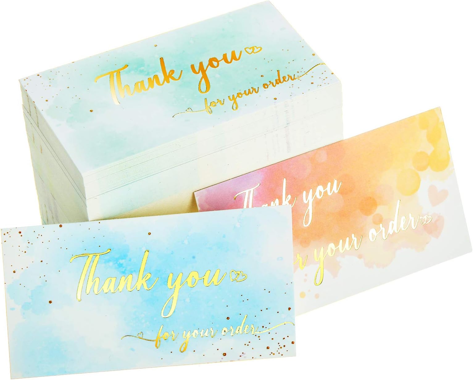 300 Pieces Thank You For Your Order Business Cards Watercolor Support ...