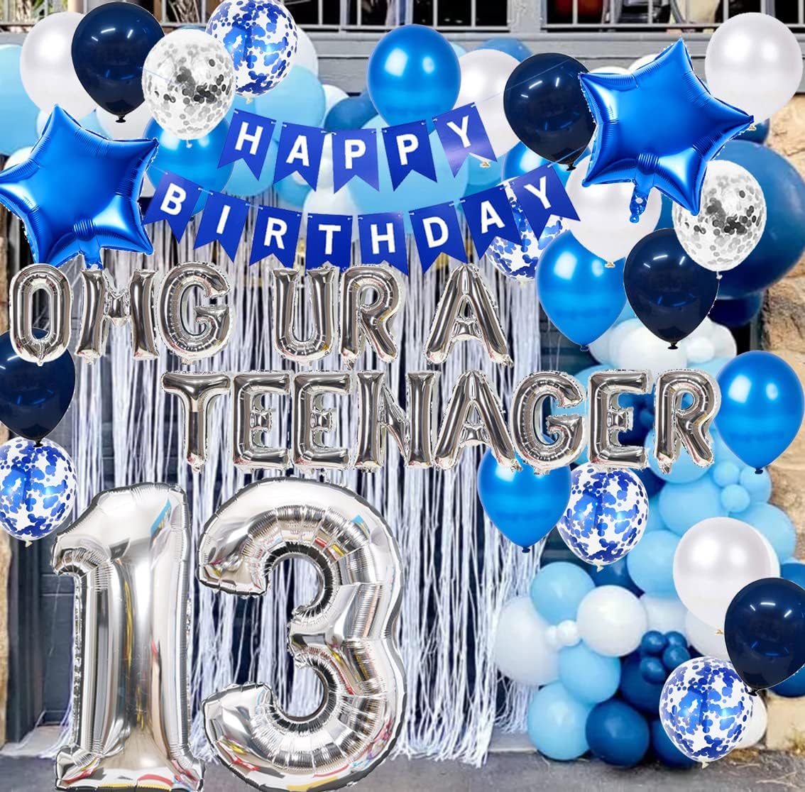 13th Birthday Decorations Blue for Boys, OMG UR A Teenager 13th ...