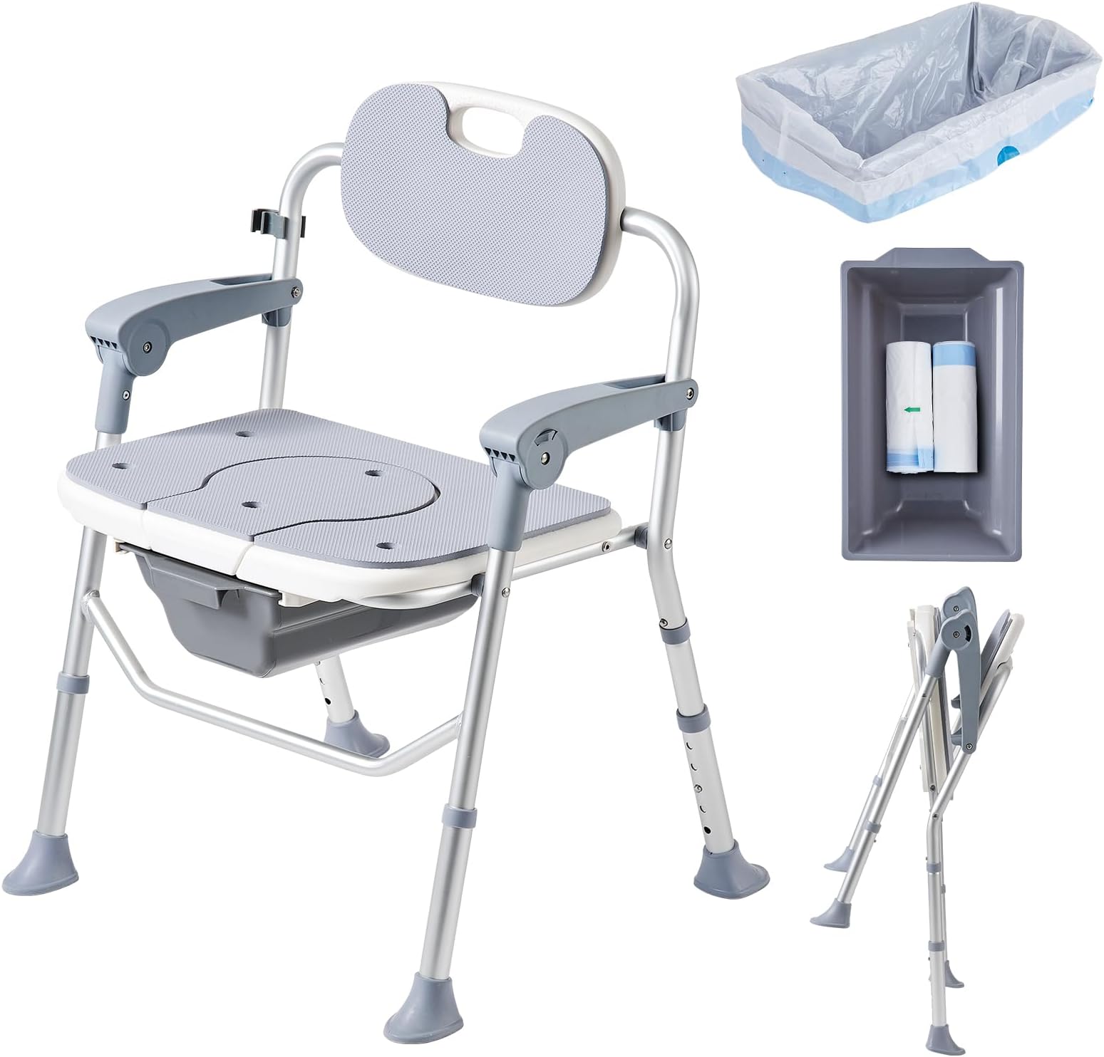 Amazon.com: Goplus 4-in-1 Folding Bedside Commode, 440lbs Commode Chair ...