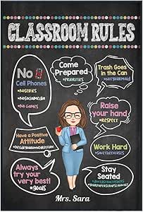 Amazon.com: Personalized Classroom Rules Poster Canvas Custom Teacher ...