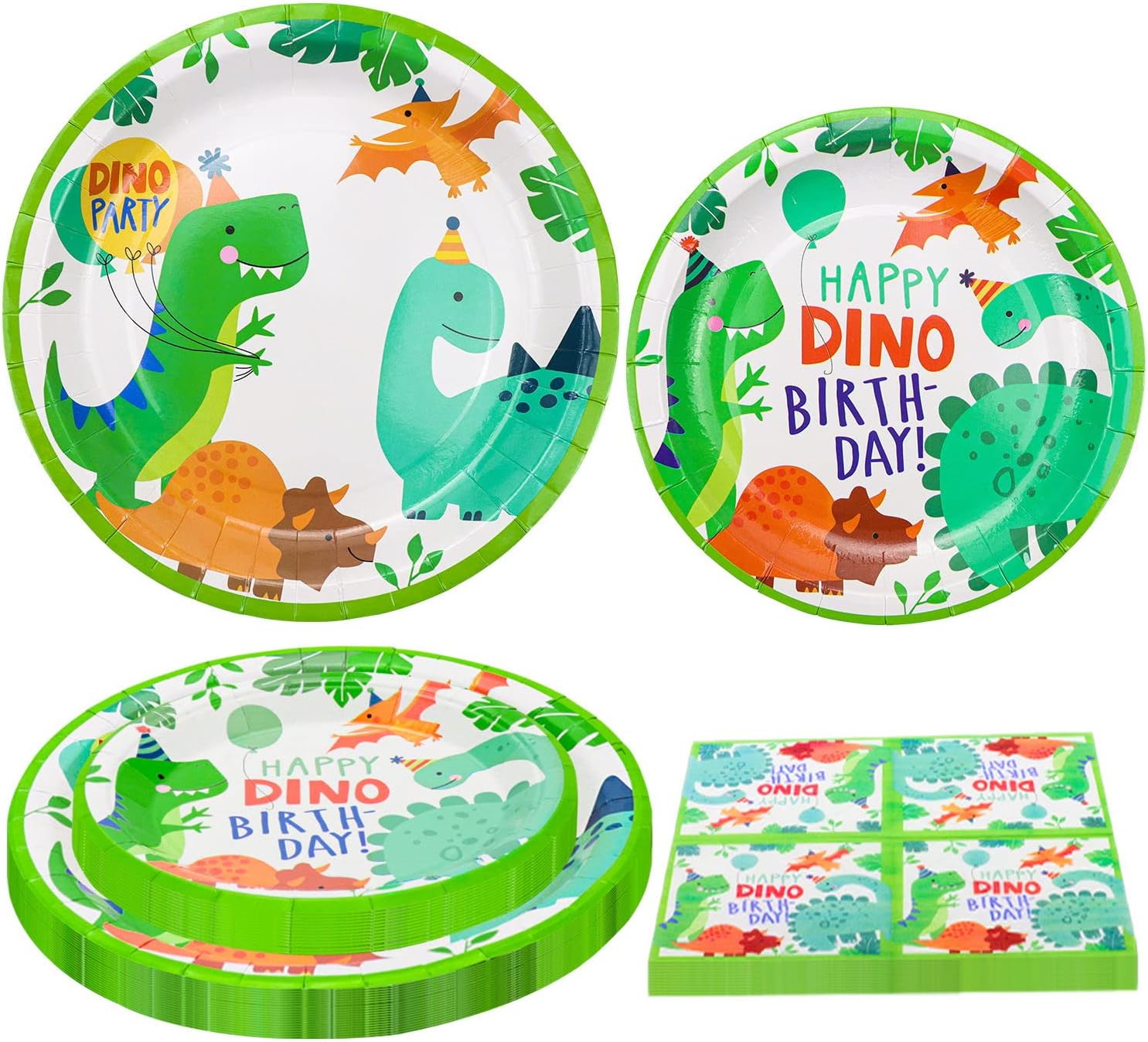 120 Pack Dinosaur Birthday Party Supplies Set Dinosaur Themed Tableware ...