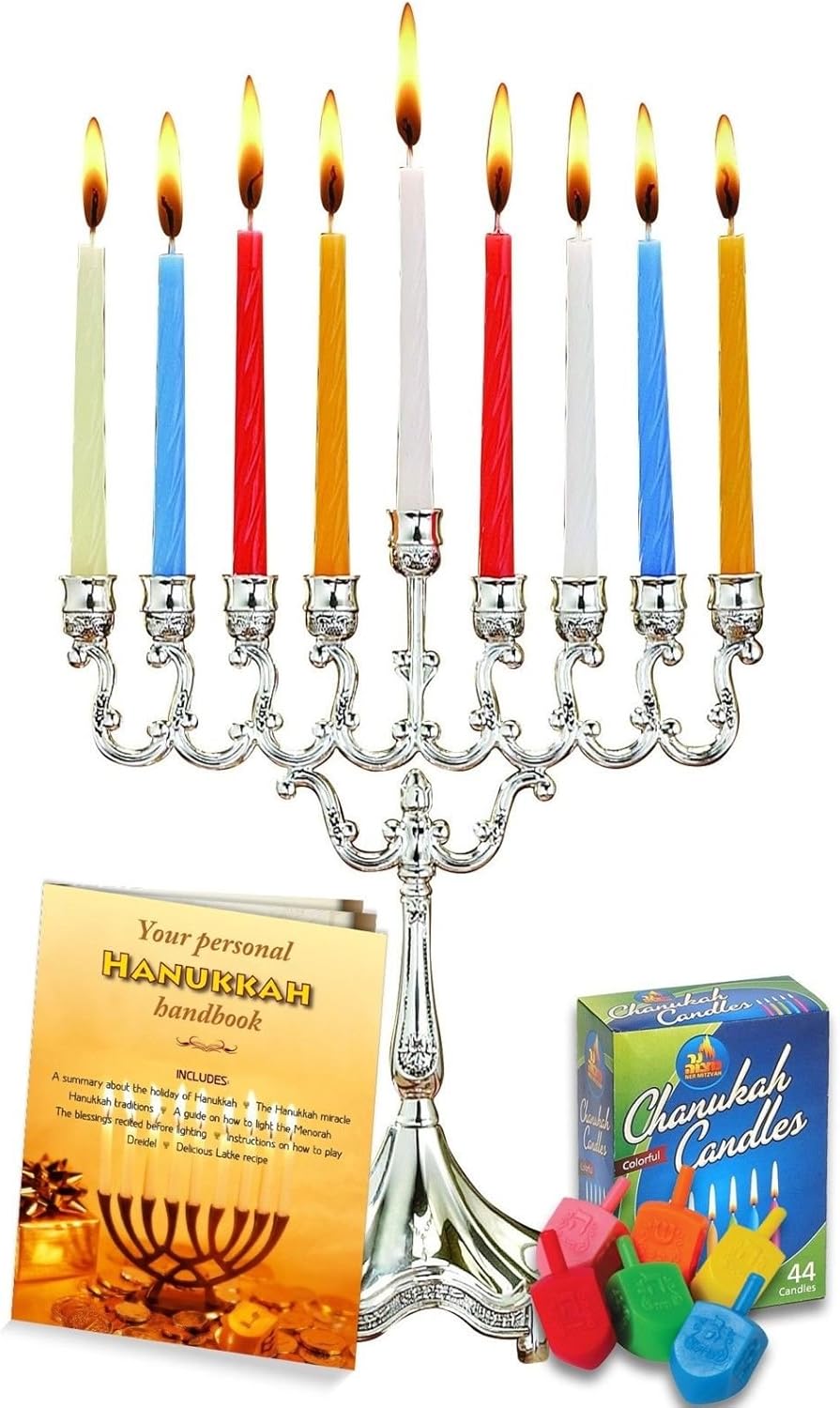 Amazon.com: Complete Hanukkah Menorah Set - Menorah - Candles ...