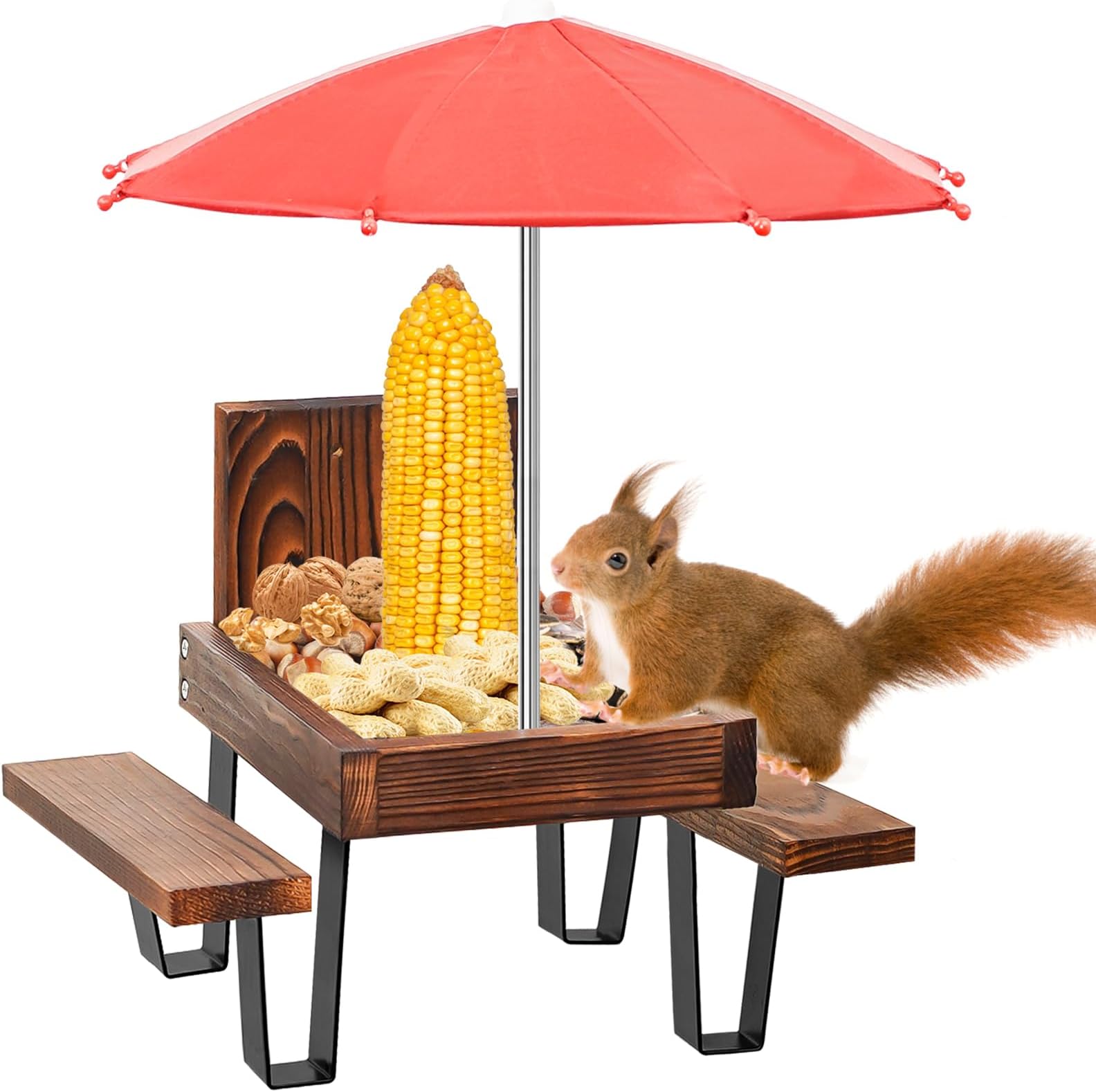 Amazon.com : Table Squirrel Feeder,Soild Wood Squirrel Table Feeder ...