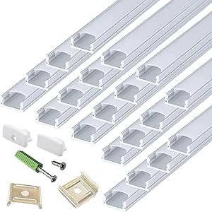 THMOOTHER LED Strip U Channel Diffuser 6-Pack 3.28FT,17X7.5MM Surface ...