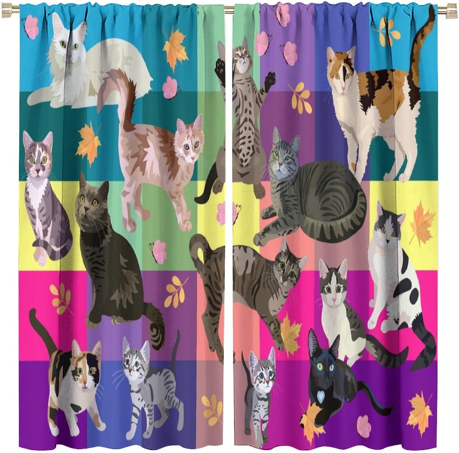 Amazon.com: FEIRIVERDU Cat Curtains - Bedroom & Window, Abstract Plaid ...