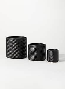 Amazon.com: Sullivans Black Textured Pot Set of 3, Home Décor Accents ...
