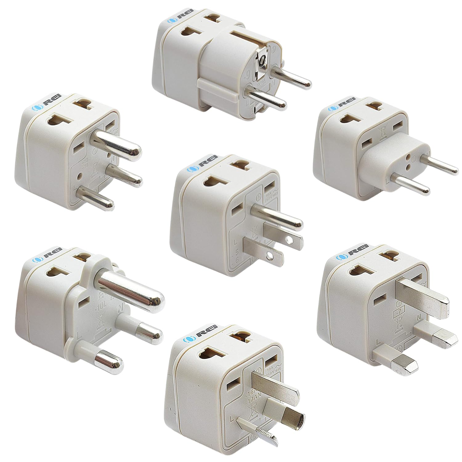 Amazon.com: OREI 7 World Travel Adapter Plug Set Safe Grounded for ...