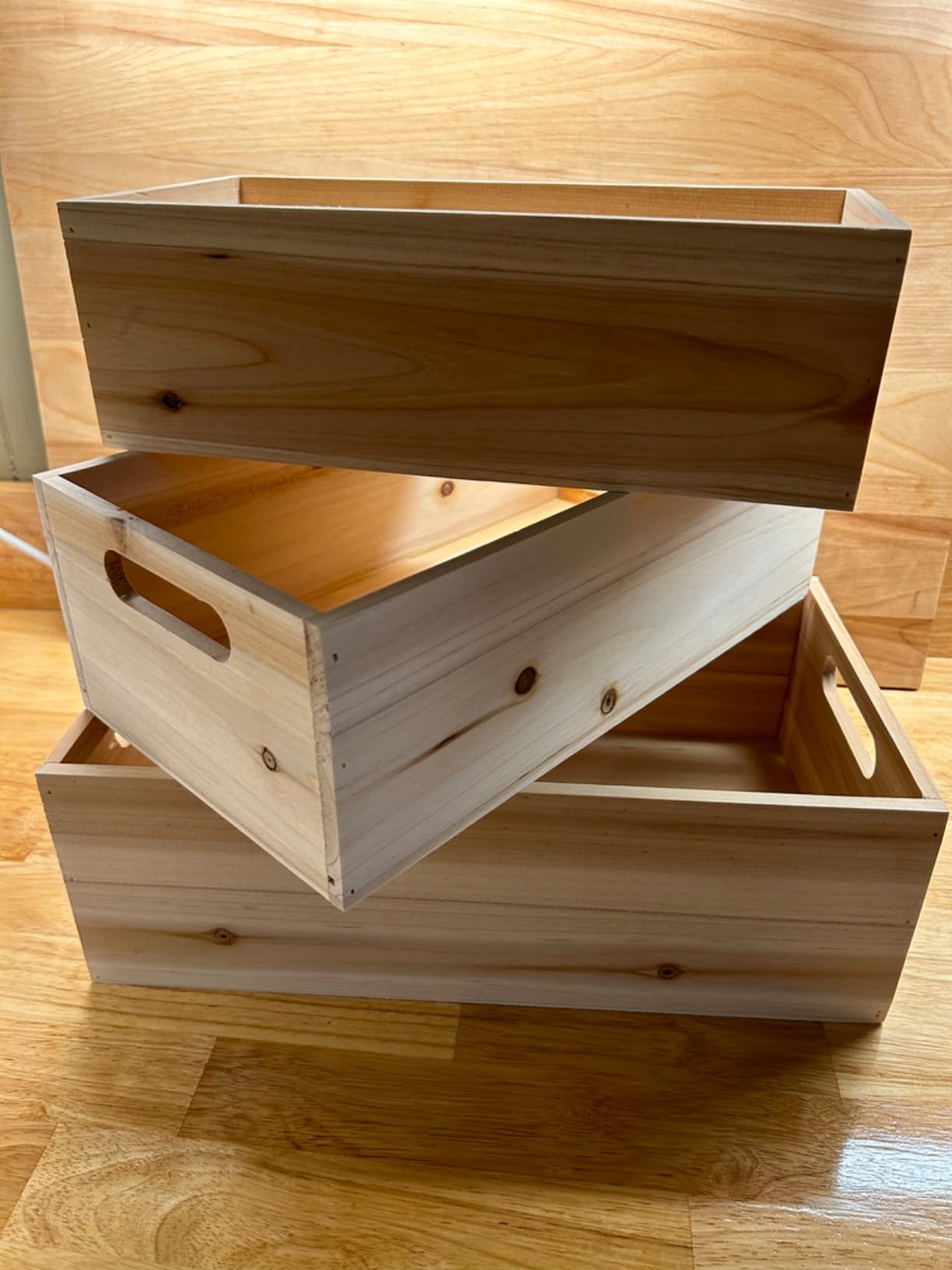 $11/mo - Finance MACVAD Set of 4 Large Torched Wood Decorative Storage ...