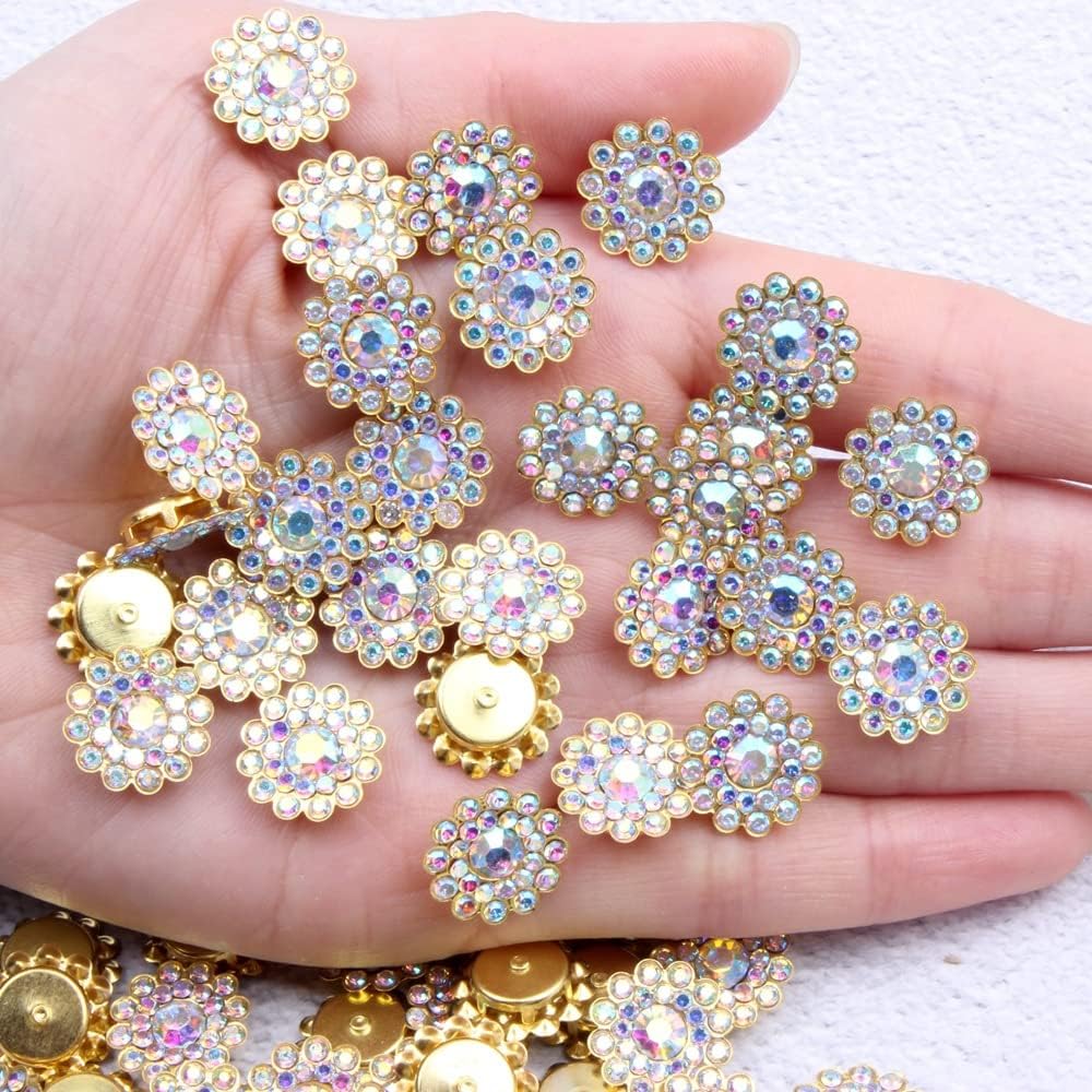 Amazon.com: 100Pcs 14mm 3 Layers Rhinestones Sunflower Flower Claw ...
