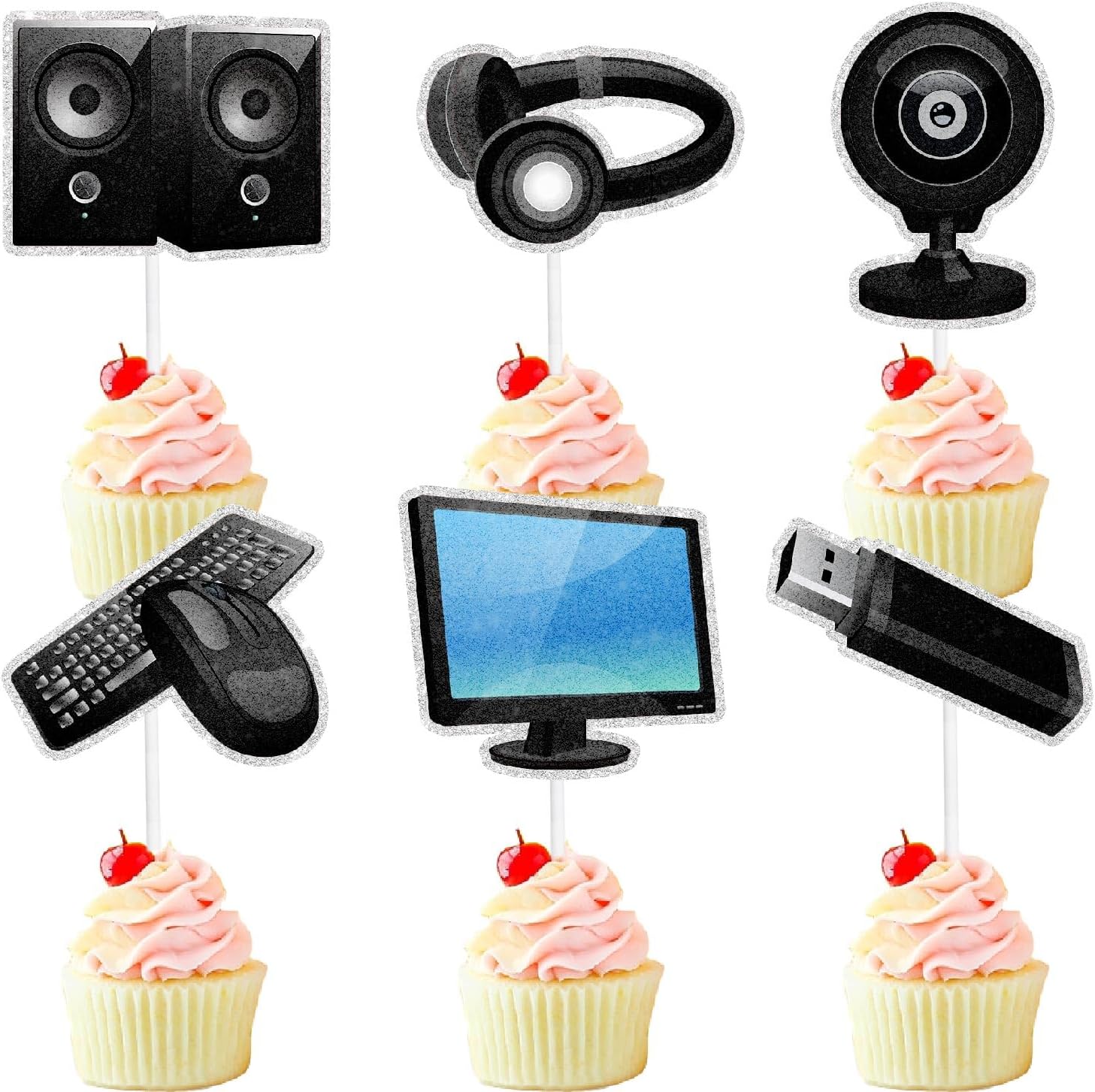 Amazon.com: Smart Computer Cupcake Toppers 18-Pcs Smart Device Themed ...