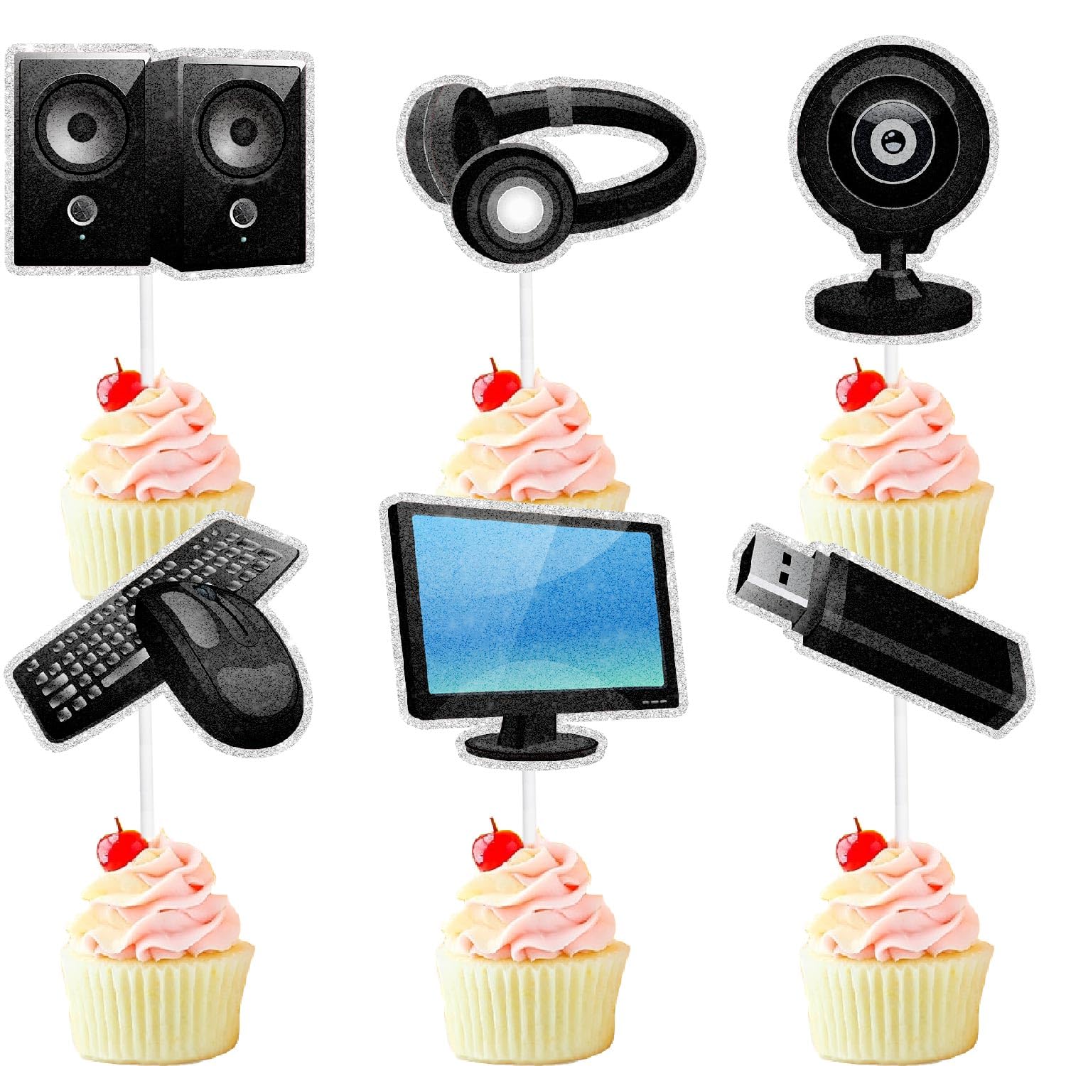 Amazon.com: Smart Computer Cupcake Toppers 18-Pcs Smart Device Themed ...