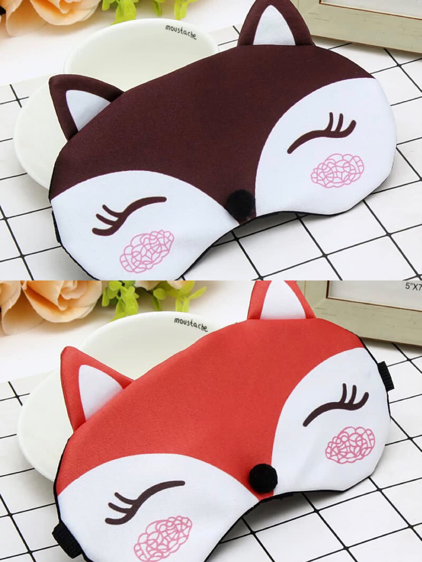 Amazon.com: 2 Pack Fox Sleep Mask Eye Blindfold Cover Cute Fun Kids ...