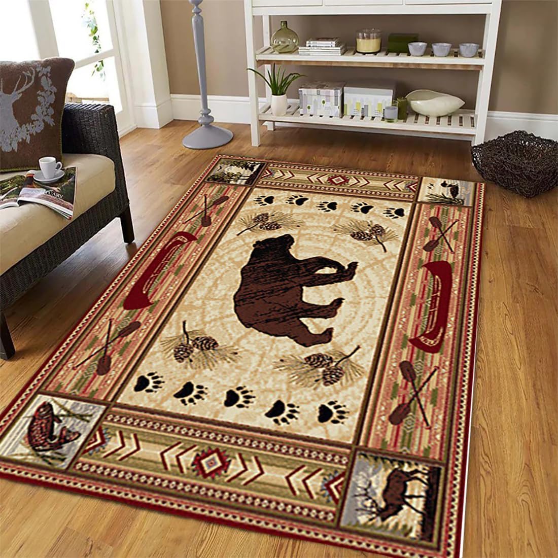 Amazon.com: Rustic Lodge/Cabin Bear Area Rug for Living Dining Room ...