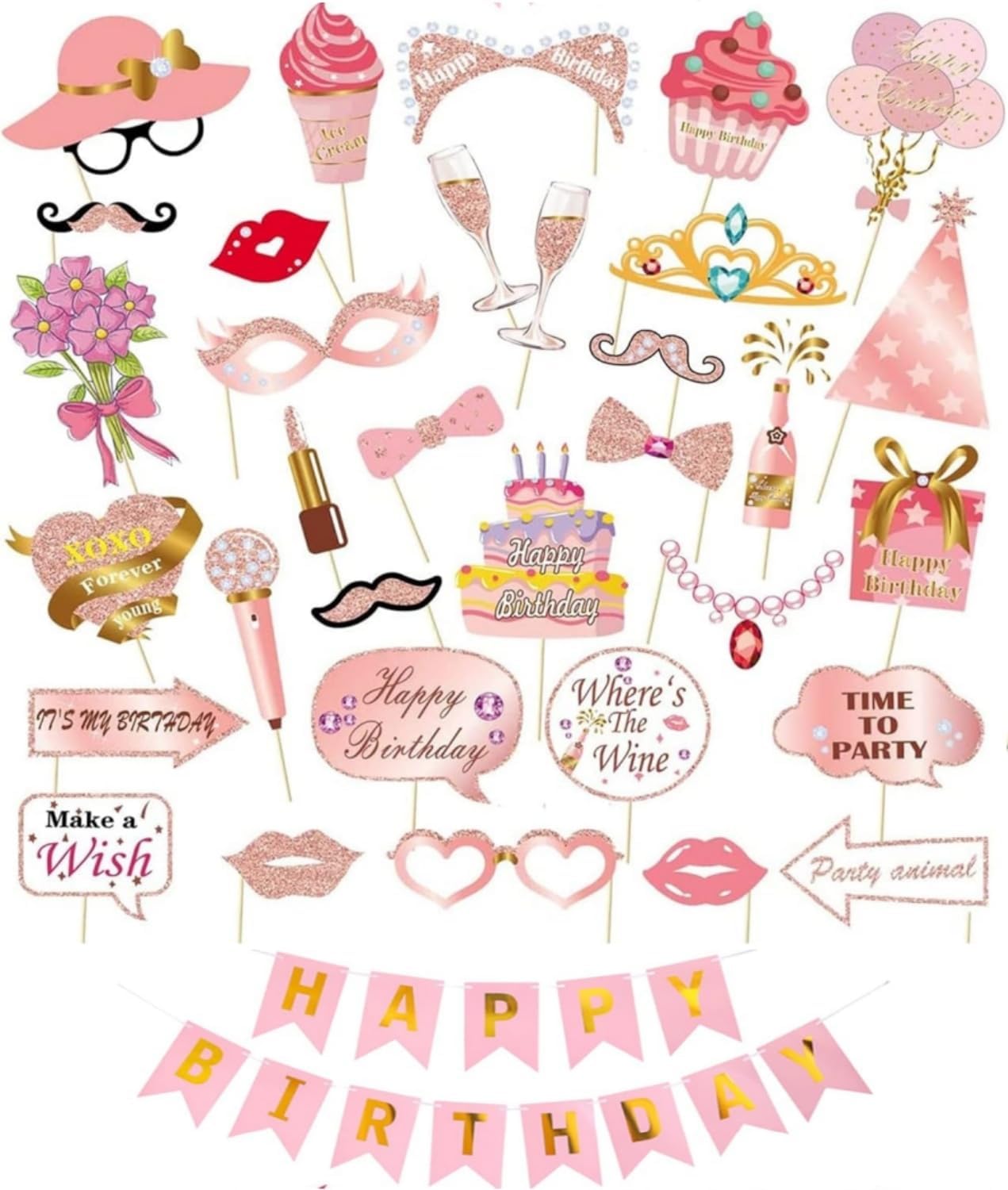 Kristin Paradise 25Pcs Spa Day Photo Booth Props with Stick, Makeup ...