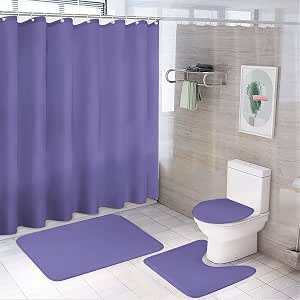 Amazon.com: Luxury Shower Curtain Set 4 Pieces, Modern Big Family Solid ...
