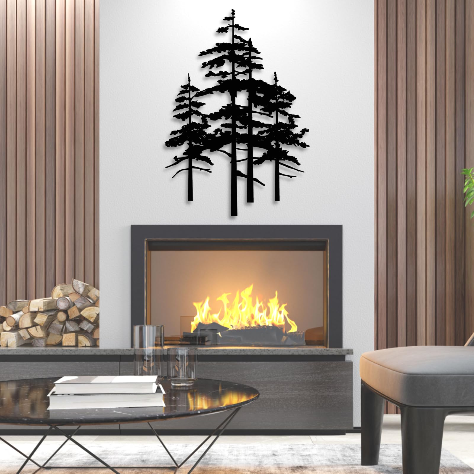 Amazon.com: Wispy Pine Tree Metal Wall Art - Nature and Forest Decor ...