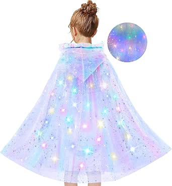 Goenb Light up Princess Cape Clothes for Girls Aged 3-10, LED Princess ...