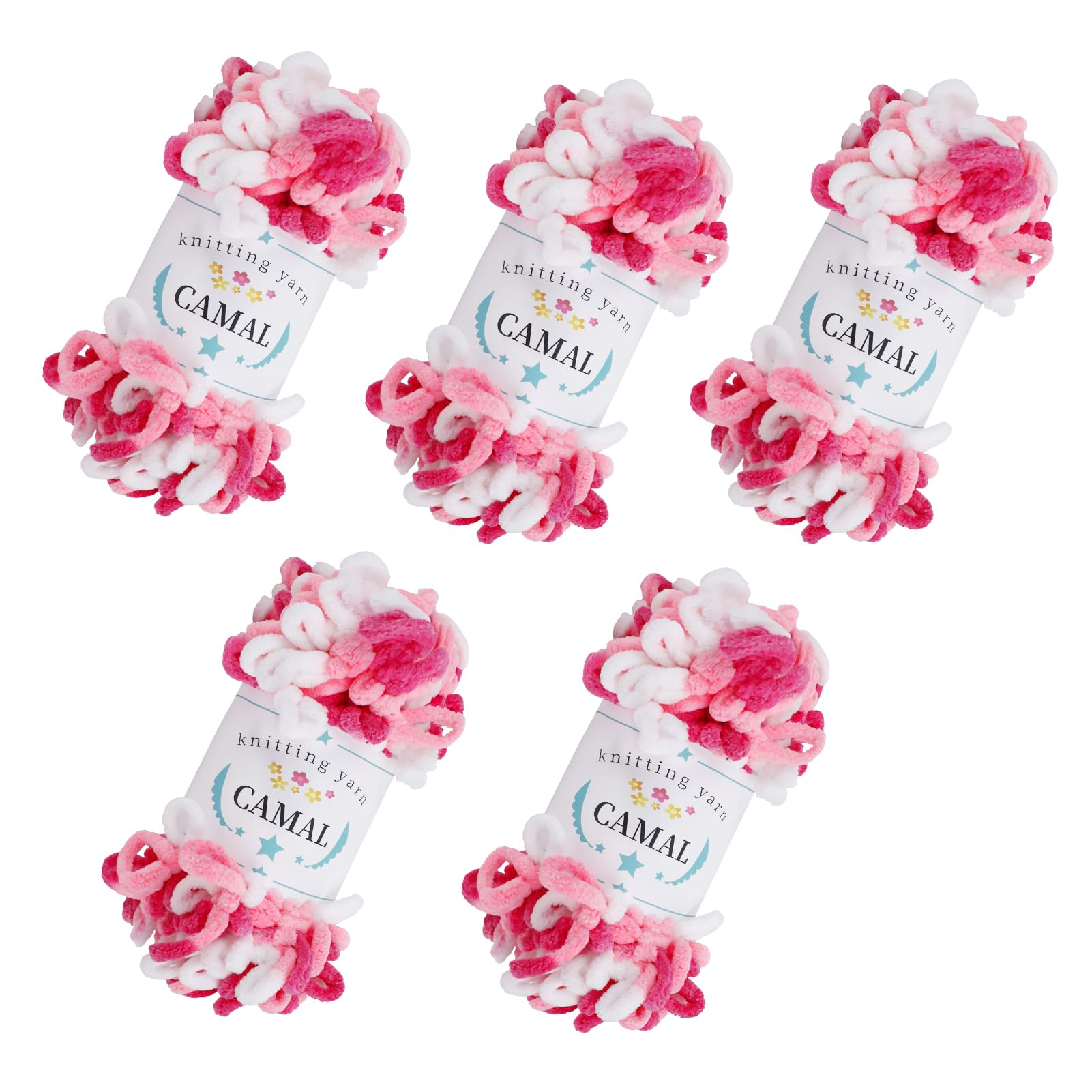 Amazon.com: CAMAL 5 Pack Loop Yarn for Finger Knitting Soft Fluffy ...