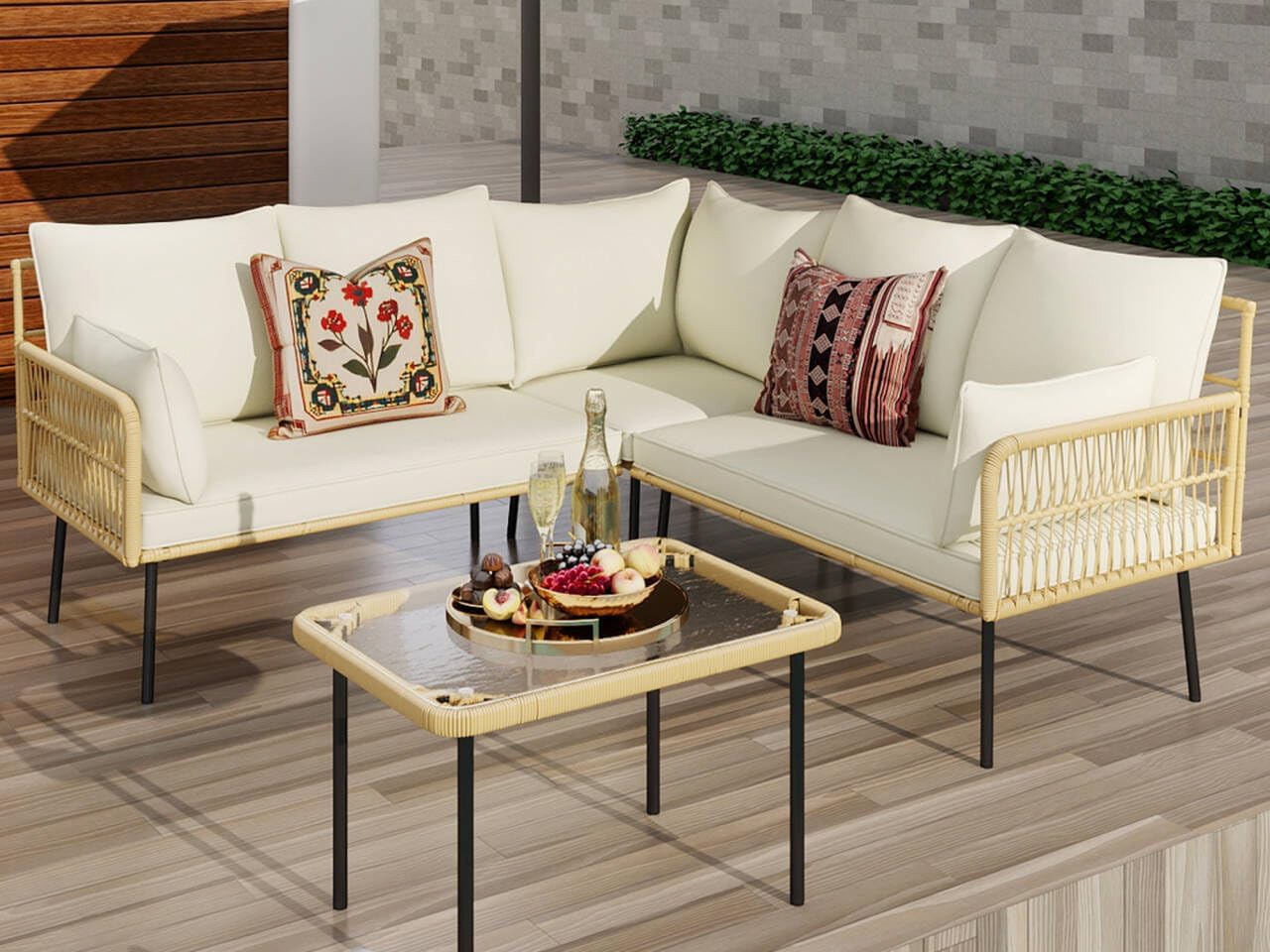 Amazon.com: Vikiullf Boho Patio Furniture Set, 4 Pieces Patio ...