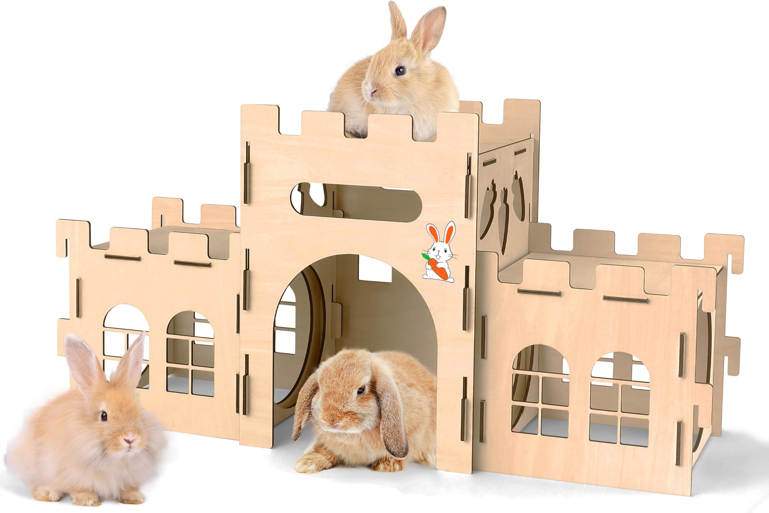 Amazon.com : Extra Large Wooden Rabbit Castle with Ladder - Wood Cat ...