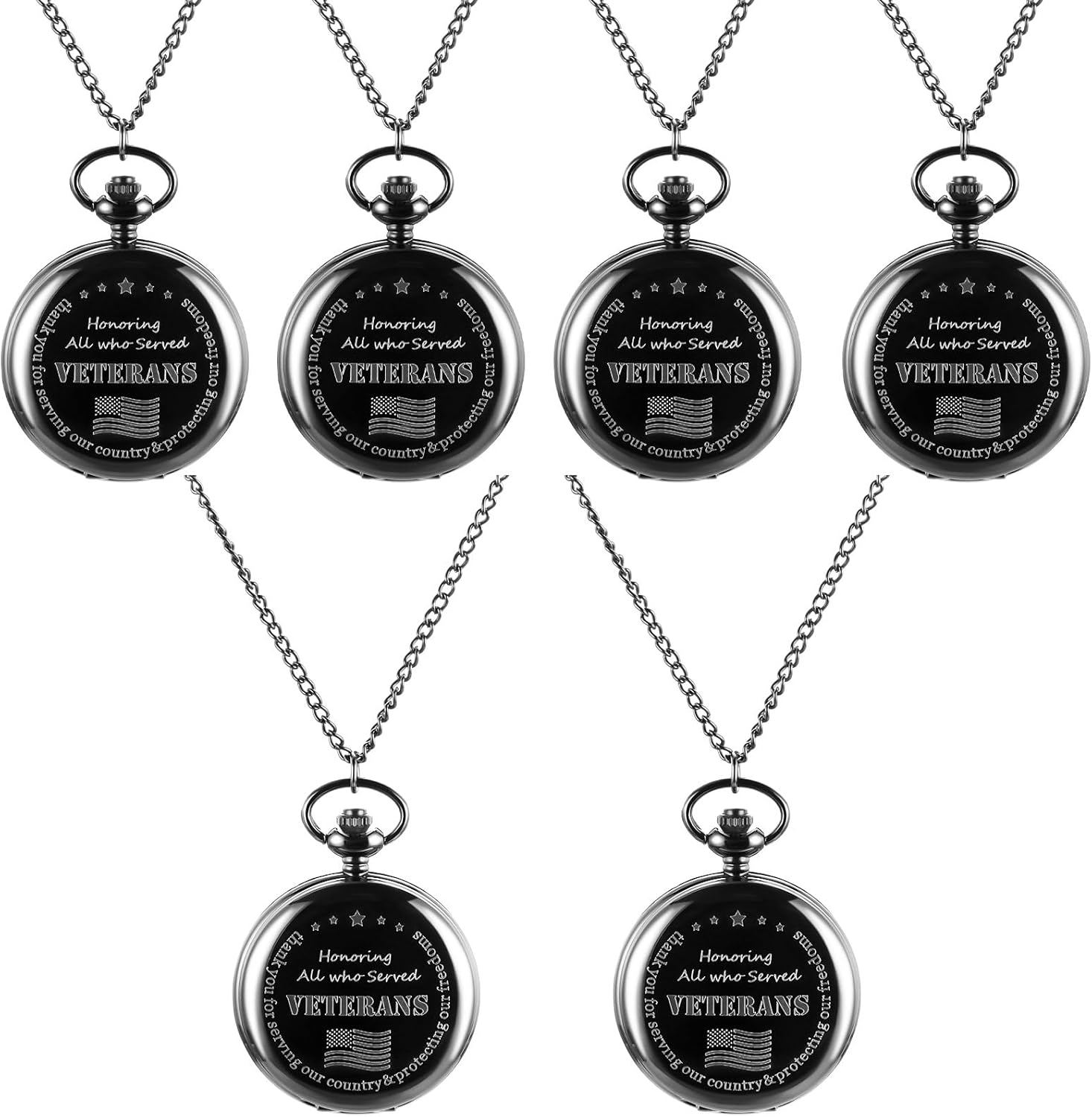 Amazon.com: Equsion 6 Pcs Veterans Pocket Watch Army Veterans Pocket ...