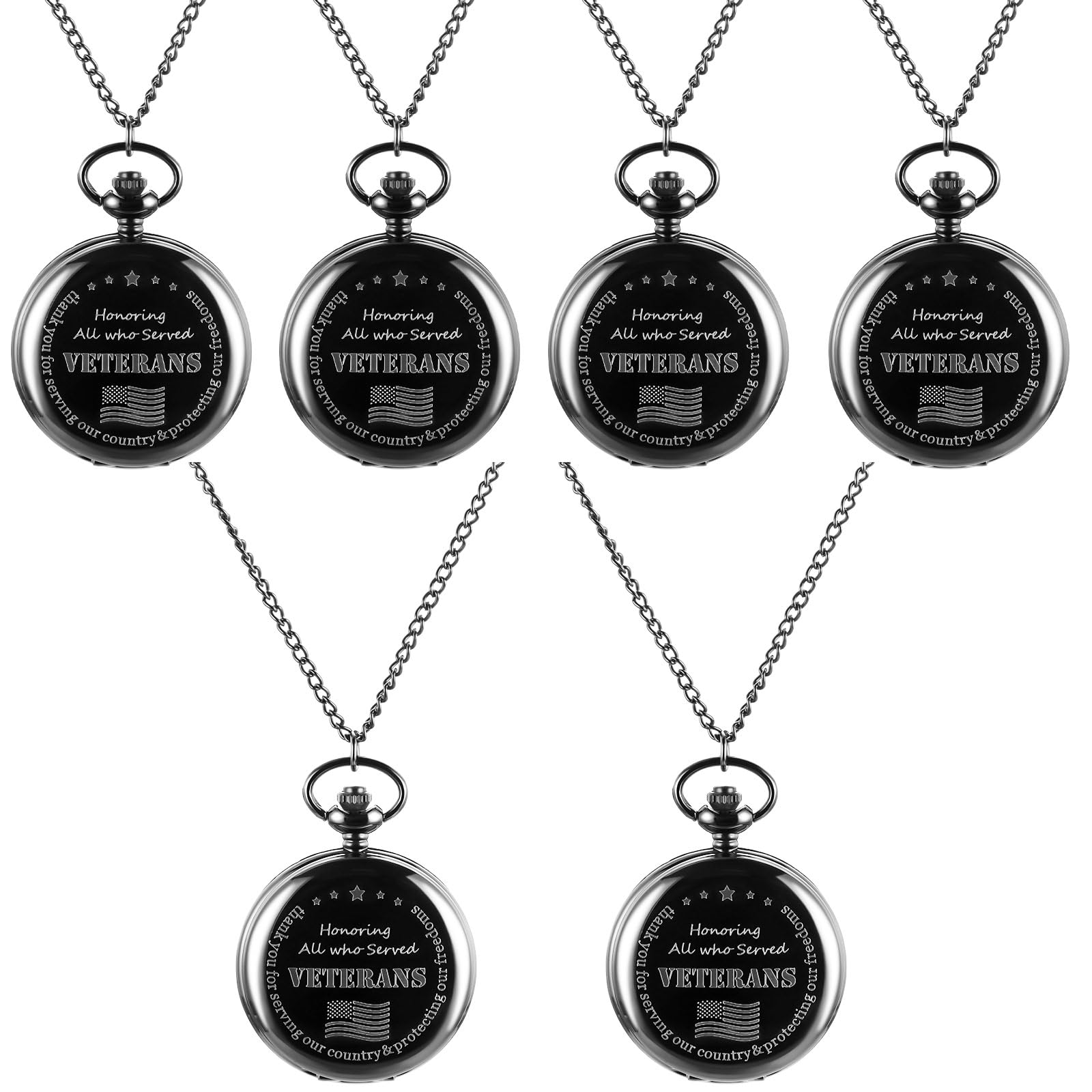 Amazon.com: Equsion 6 Pcs Veterans Pocket Watch Army Veterans Pocket ...