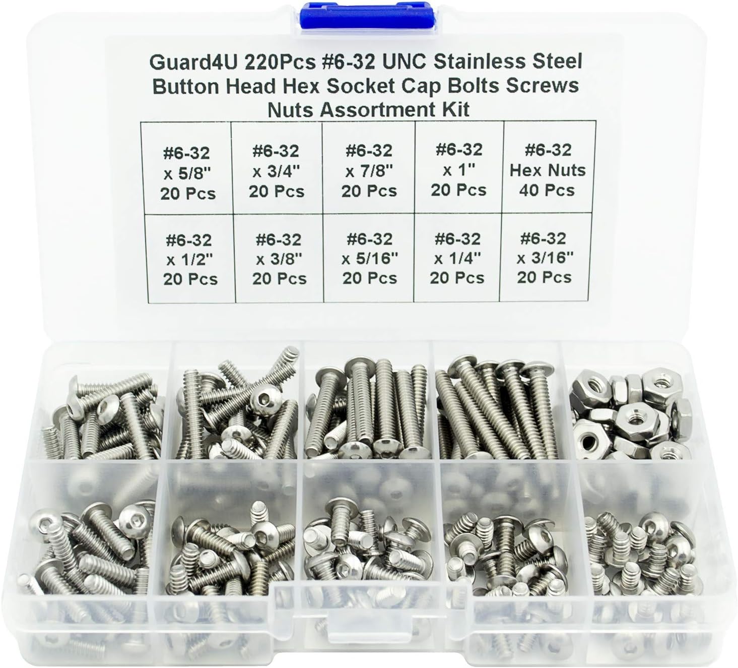 Amazon.com: Type 304 Stainless Steel Button Socket Bolt Assortment Kit ...