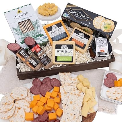 Amazon.com : Gourmet Meat & Cheese Sampler Gift Basket - Deluxe ...