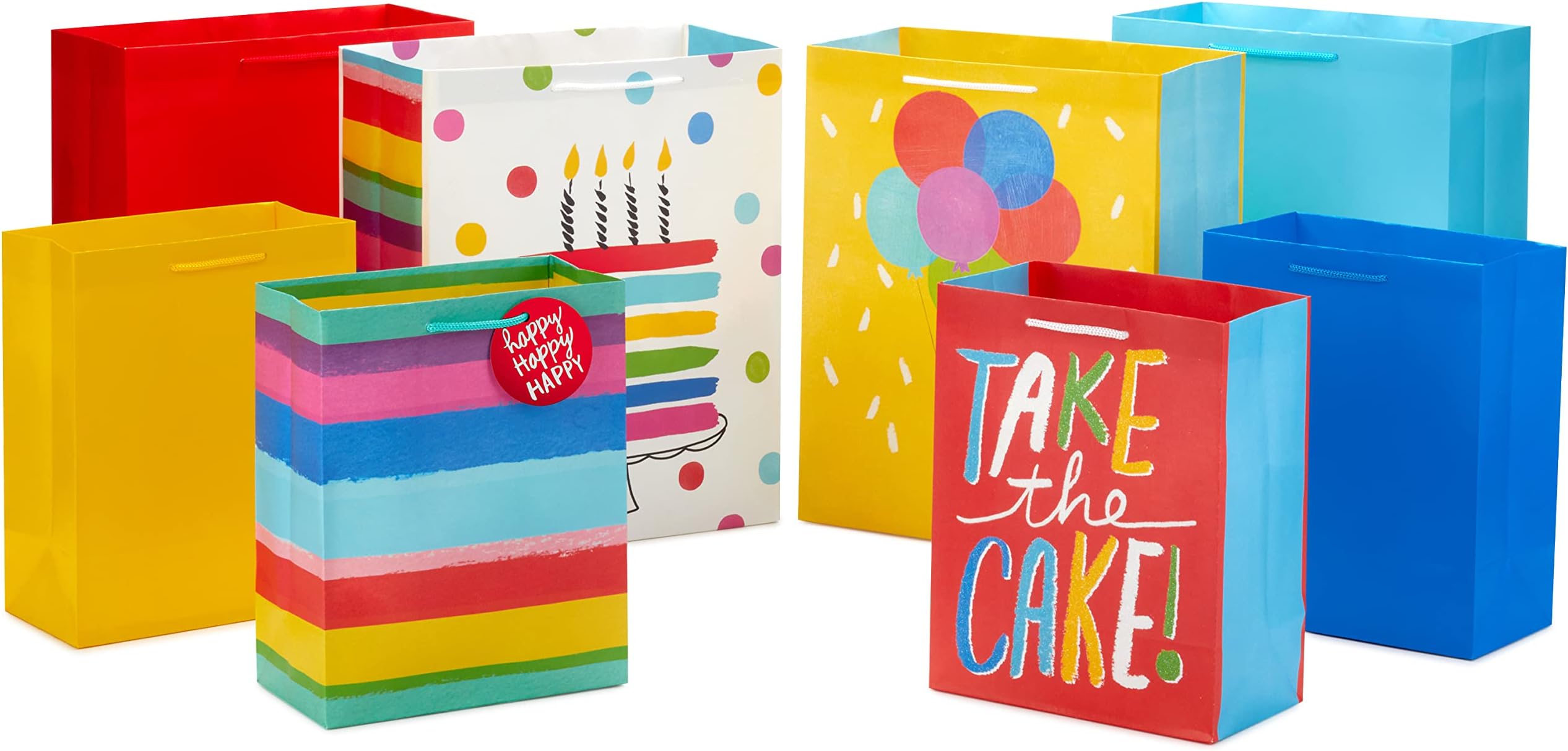 Amazon.com: Hallmark Assorted Birthday Gift Bags (8 Bags: 4 Medium 9 ...