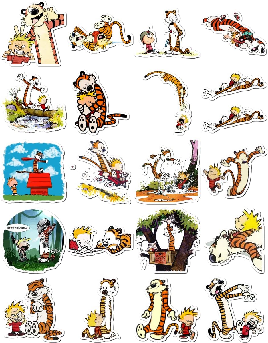Amazon.com: 20 Pcs Stickers Pack Calvin Colorful and Waterproof Hobbes ...